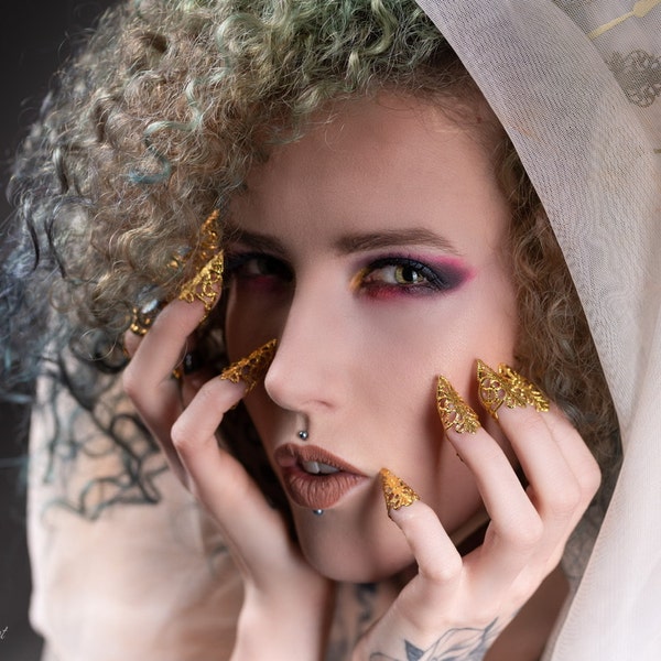 Semi-blind Mask, Gold Metal Lace, Full Face Mask With Decorative ...