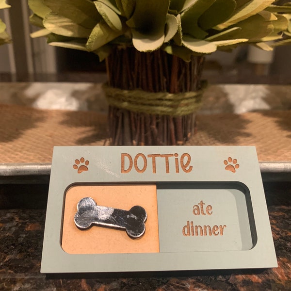 Custom Pet Task Reminder | Engraved Slide Dog Feeding Wall Sign ...