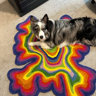 Paint Splatter Purple & Multi, Irregular Shaped Hand-tufted Wool ...