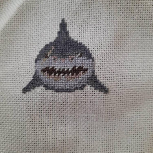 Tiny Cross Stitch Shark , Mini Cross Stitch Fish Face , Small Easy ...