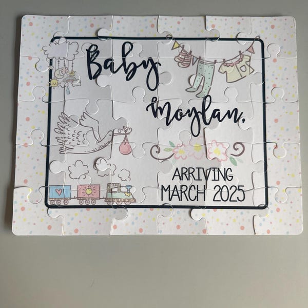 Baby Announcement Puzzle Pregnancy Announcement Personalized We're ...