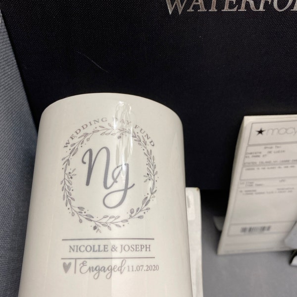 Wedding Fund Money Box, Personalised Engagement Gift, Congratulations ...