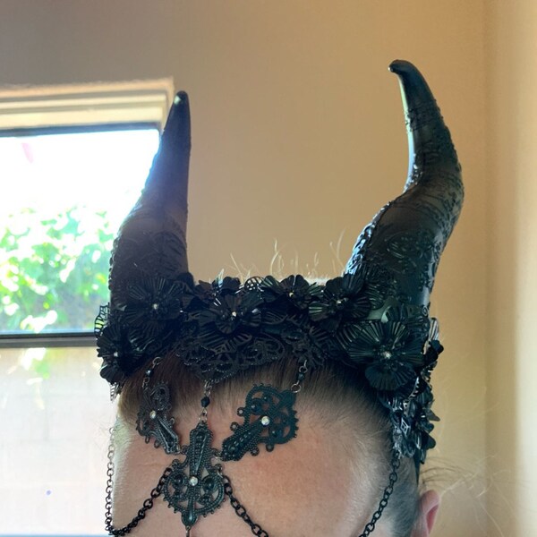 Dark Faun Headdress ~ Gothic Horns ~ Queen of Darkness ~ Goth ~ Occult ...