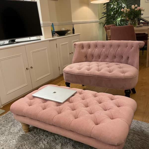 100 Cm X 54 Cm Chesterfield Style Deep Buttoned Footstool Coffee Table ...