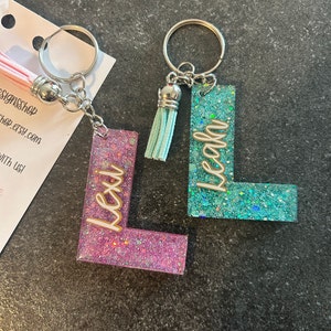 Custom Initial Keychain Glitter Keychain With Name Purse Charm Backpack ...