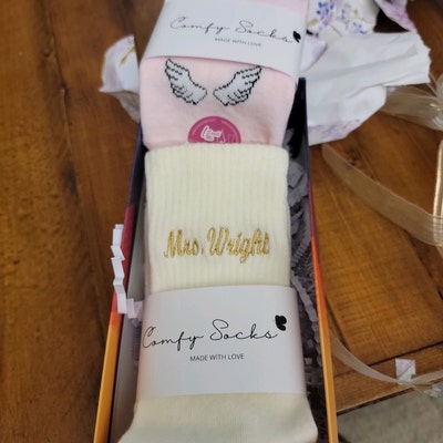 Princess Bride Socks, Custom Embroidered Lilac Flower Wedding Socks ...