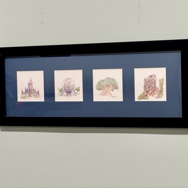 Disney World Miniature Art, Epcot, Hand-painted, Print of Watercolor ...