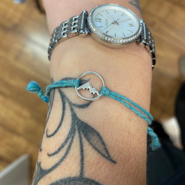 Mountain Peak Wax Cord Bracelet | Colour Options | Mountain Gift ...