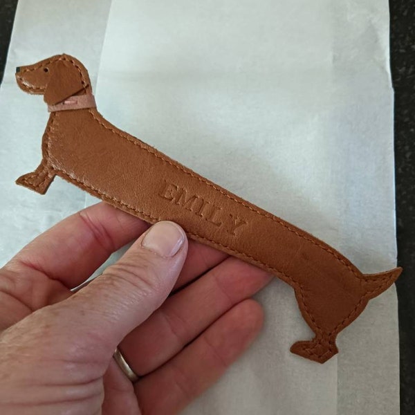 Sausage Dog Bookmark, Custom Leather Bookmark, Miniature Dachshund Gift ...