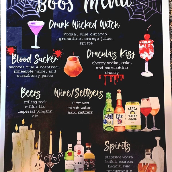 Halloween Bar Menu Template, Halloween Signature Cocktails Template ...