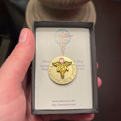 Rose Gold Stethoscope Nurse Angel Pin RN Pin Nurse - Etsy