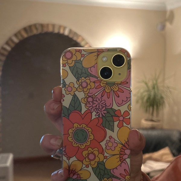 Retro Groovy Phone Case Floral Hippie Cover for iPhone 17 Pro Max, 16e ...