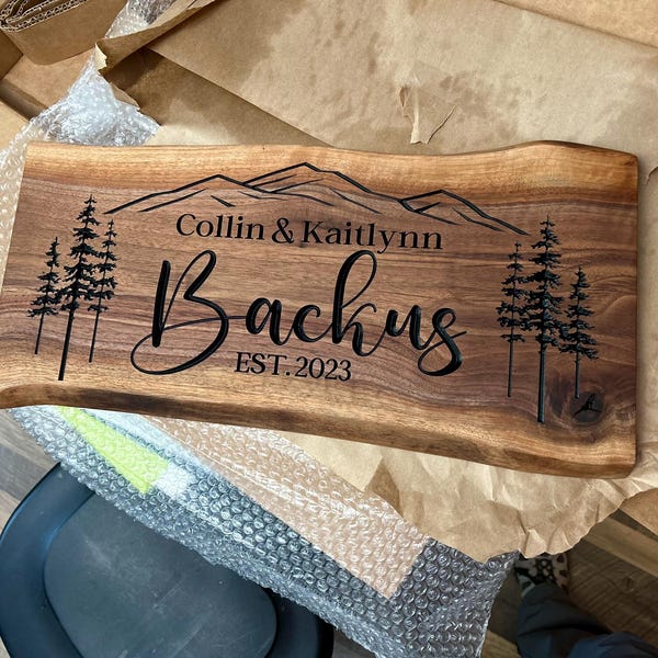 Personalized Live Edge Walnut Sign, Rustic Wedding Decor - Etsy