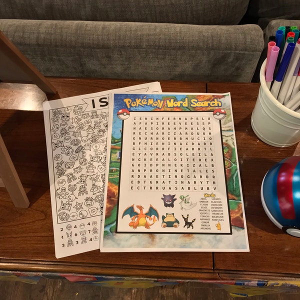 Pokemon Inspired Word Search Game, Word Find Game, Pokemon Party Game ...