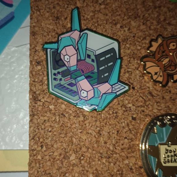 Pokehabitat: Virtual Rainbow Metal Porygon Enamel Pin - Etsy