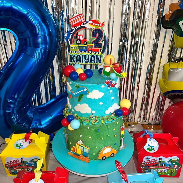 Transport Cake Topper | Cars Cake Topper | Vehicle Cake Topper | Bus ...