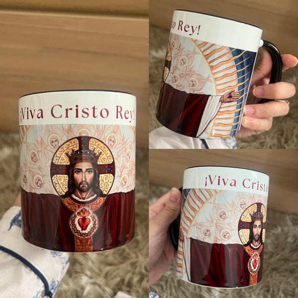 Sacred Heart of Jesus ¡viva Cristo Rey! - Catholic Coffee Cup or Mug ...