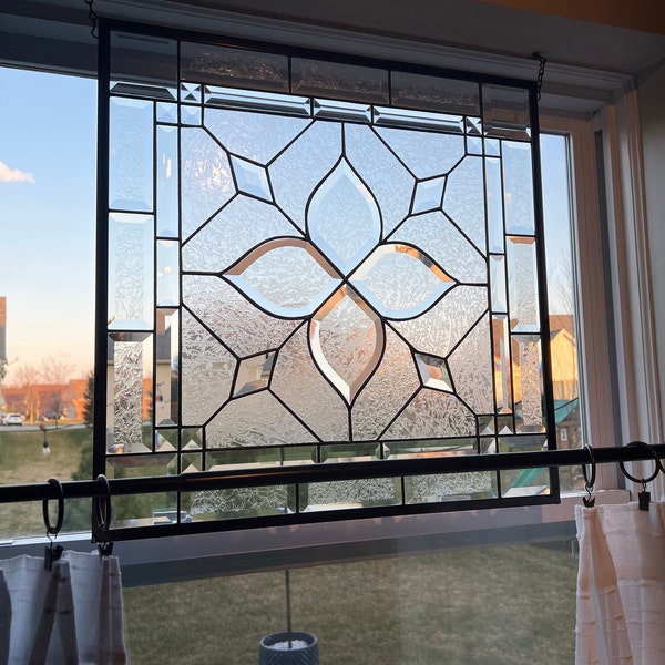 Clear Beveled Stained Glass Window Panel-made to Order 20.5x12.5 - Etsy