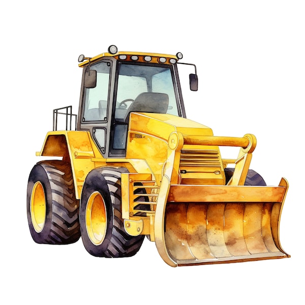 10 bouw aquarel clipart PNG | Bouwplaats voertuigen graafmachine ...