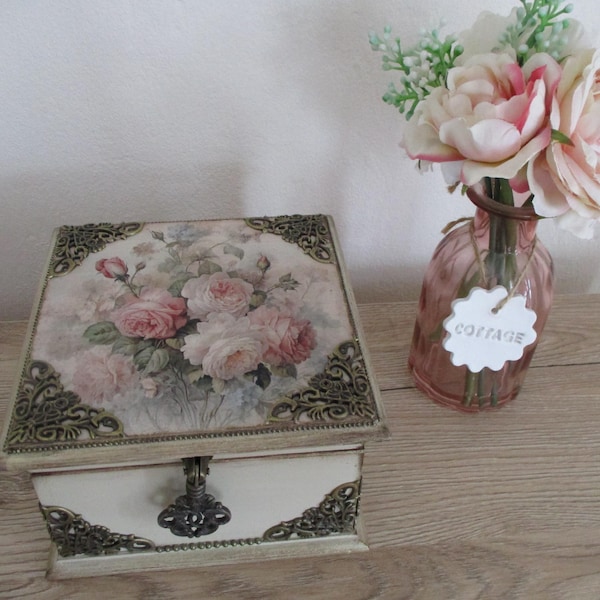 Handcrafted Decoupage Decorated Vintage Box Decoupage Wood Boxes ...