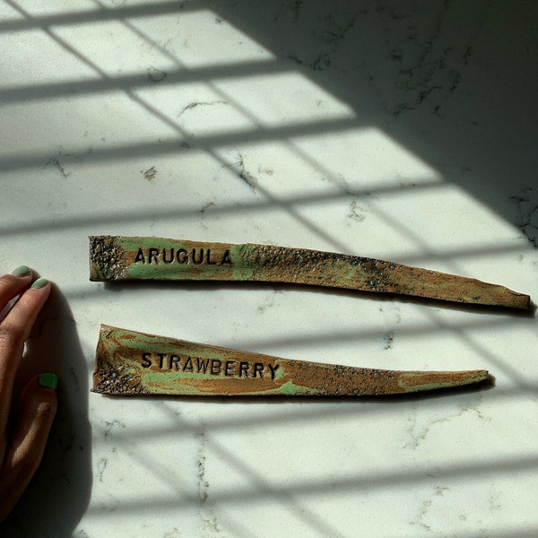 Garden Markers, Herb Stakes, Fruit & Vegetable Labels Handmade Ceramic ...