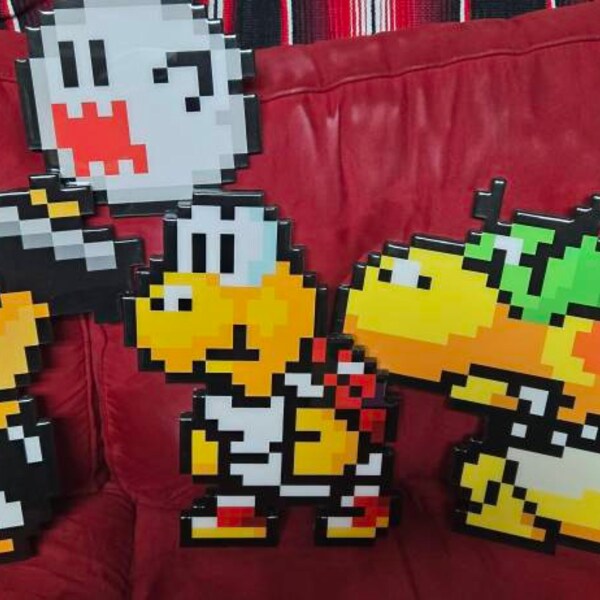 Solid Wood Pixel Game Art Dr. Mario Germs & Pills 6 Piece Set - the 3A ...