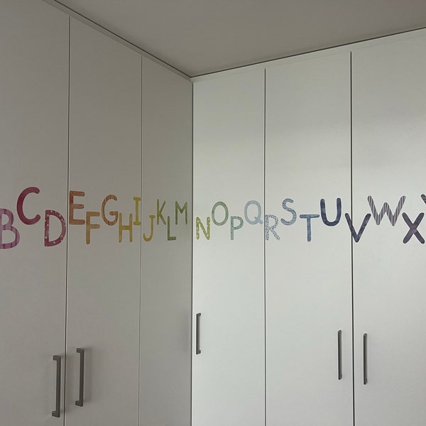Watercolor ABC Wall Decals, Uppercase Letters Fabric Wall Stickers ...