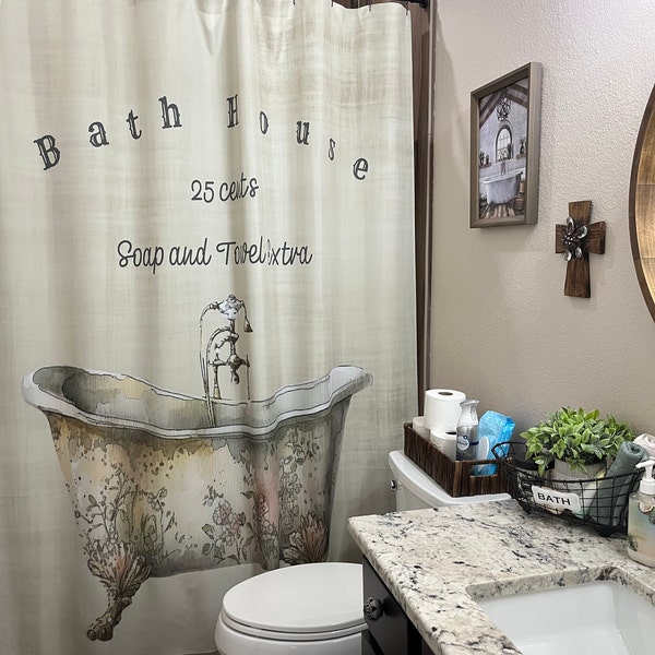 Personalized Pig Hog Farm, Farmhouse Shower Curtain, , Rustic Primitive ...