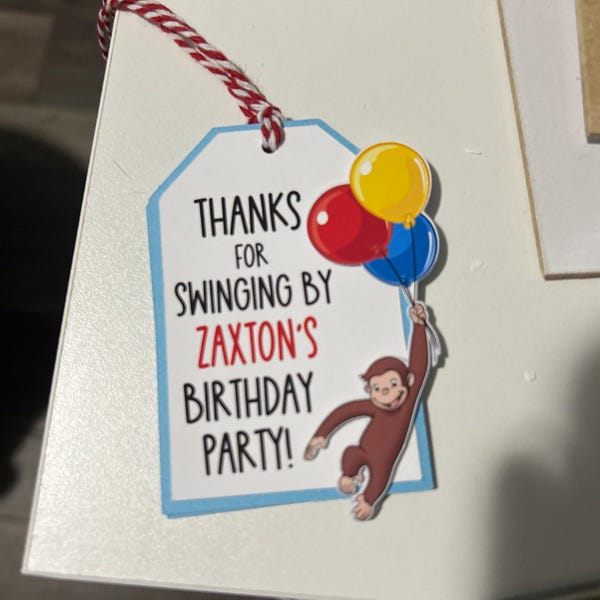 Curious George Favor Tags, Curious George Birthday - Etsy