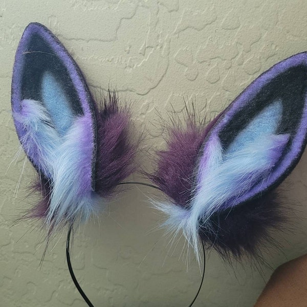 Dark Purple Bunny Ears, Fluffy Ears, Faux Fur Ears, Rabbit Ears ...