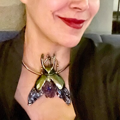 Silver Beetle Necklace / Bug Pendant / Insect Jewelry / Bug Necklace ...