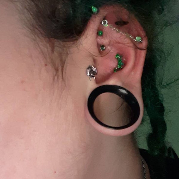 6 Mm 2G Glass Gauges Ear Plugs: Purple Blue Ocean Floor Color Changing Dichroic Glass, Organic ...