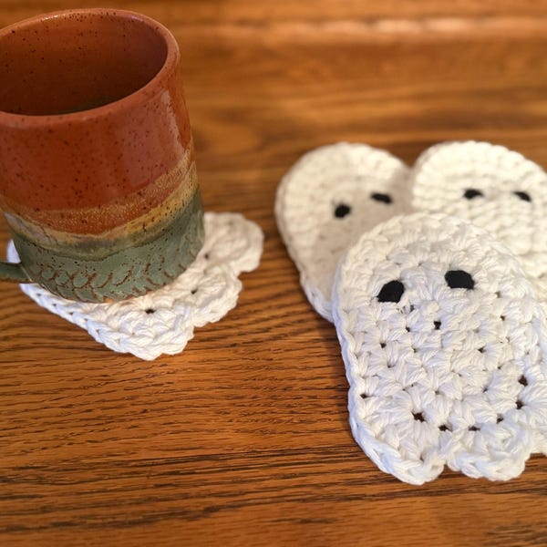 Crochet Ghost Coaster Pattern Halloween Crochet Pattern Halloween ...