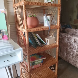 Shelving Unit, Wicker Shelving Unit, Wooden Shelf, Wicker Shelf, Tall ...