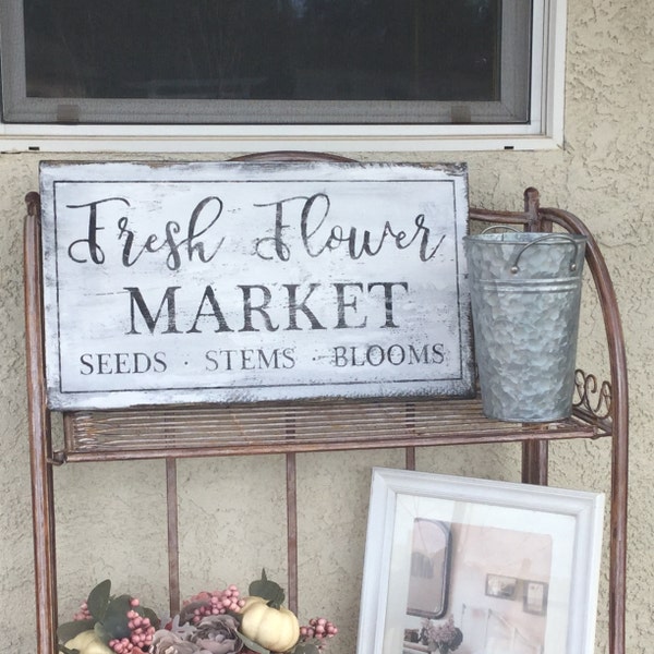 Spring Sign / Flower Market Wood Sign / Antique Farmhouse Sign ...