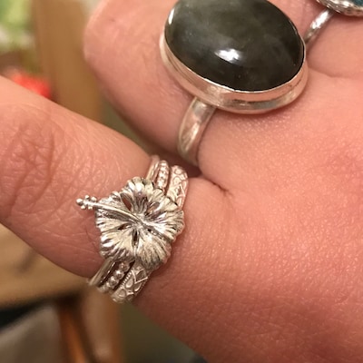 Hibiscus Ring, Hawaiian Hibiscus Ring, Silver Flower Ring, Flower Rings ...