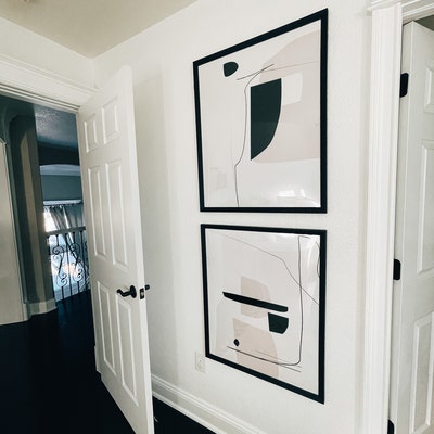 Thin Narrow Ink Stripes Wall Art Black White Minimalist - Etsy