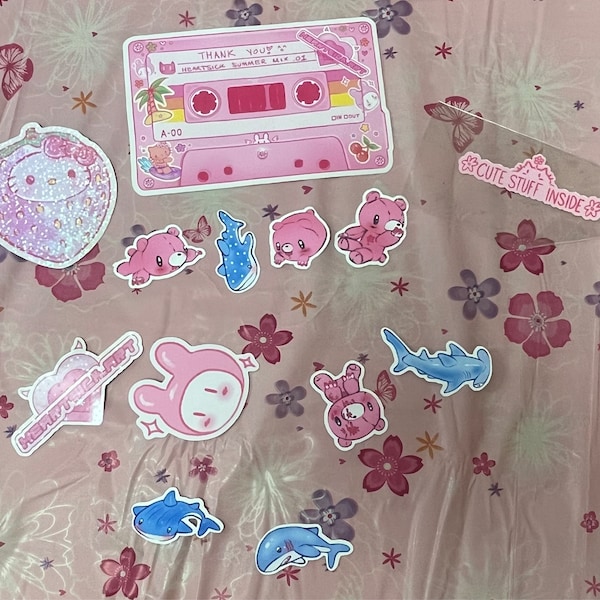 Emo Kawaii Bear Gloss Vinyl Sticker Pack, Water Resistant Decals for ...