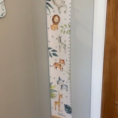 Safari Animal Height Chart, Personalised Jungle Growth Chart, Kid ...