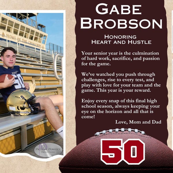 Football Sports Program or Senior Yearbook Ad Template: Customizable ...