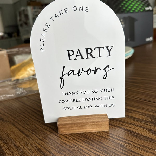 Party Favors Arch Table Sign, Party Favors Sign, Modern Script Acrylic ...