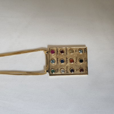 Jewish Necklace Men 14K/18K Solid Gold, 12 Tribes of Israel, Hoshen ...