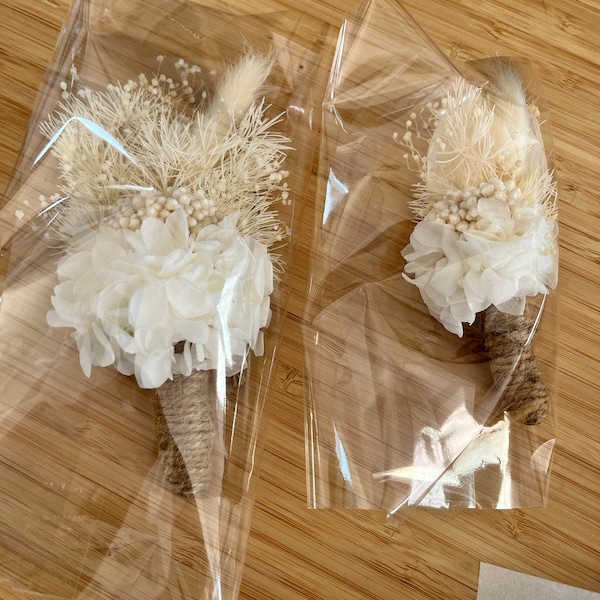 White Mini Rose Wrist Corsage Wedding Flower Matching Buttonhole Dry ...