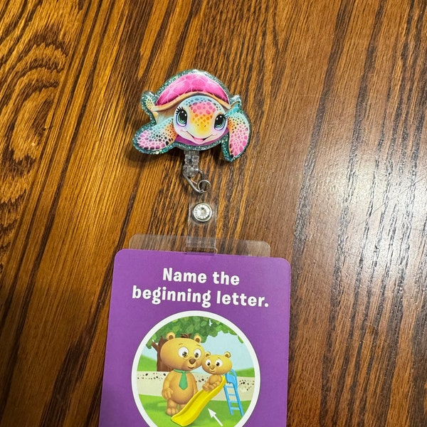 Turtle Badge Reel, Sea Turtle Badge, Beaded Badge, Badge Reel for Nurse ...