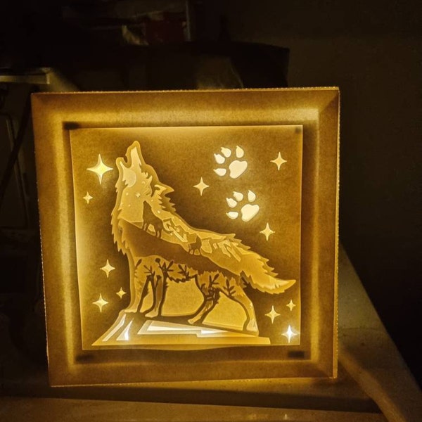 Howling Wolf 3D Shadow Box Template: Paper Cut SVG, Cricut, Silhouette ...