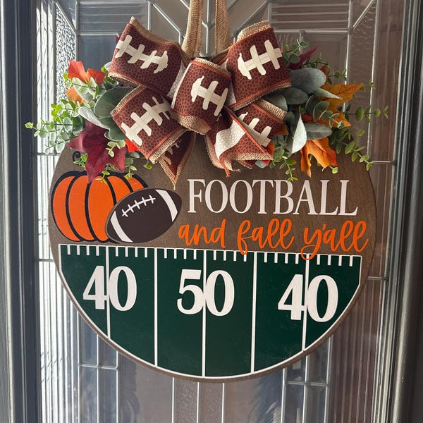 Football Front Door Decor | Football and Fall Y'all | Sports Sign ...