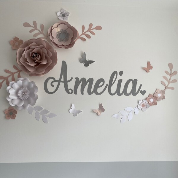 Rose Gold Paper Flower Wall Decor With Name/our New House/elegant House ...