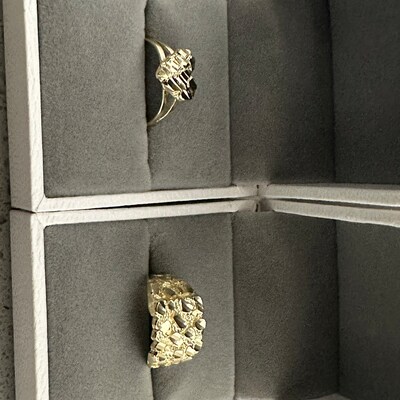 10k Solid Gold Personalized Custom Name Two Double Finger Nugget Ring ...