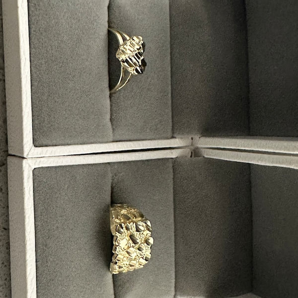 10k & 14k Solid Gold Nugget Smashed Vintage Diamond Cut Square Vintage ...