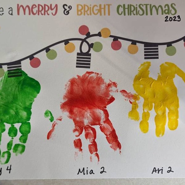 Handprint Christmas Lights, Merry and Bright Christmas Lights Craft ...